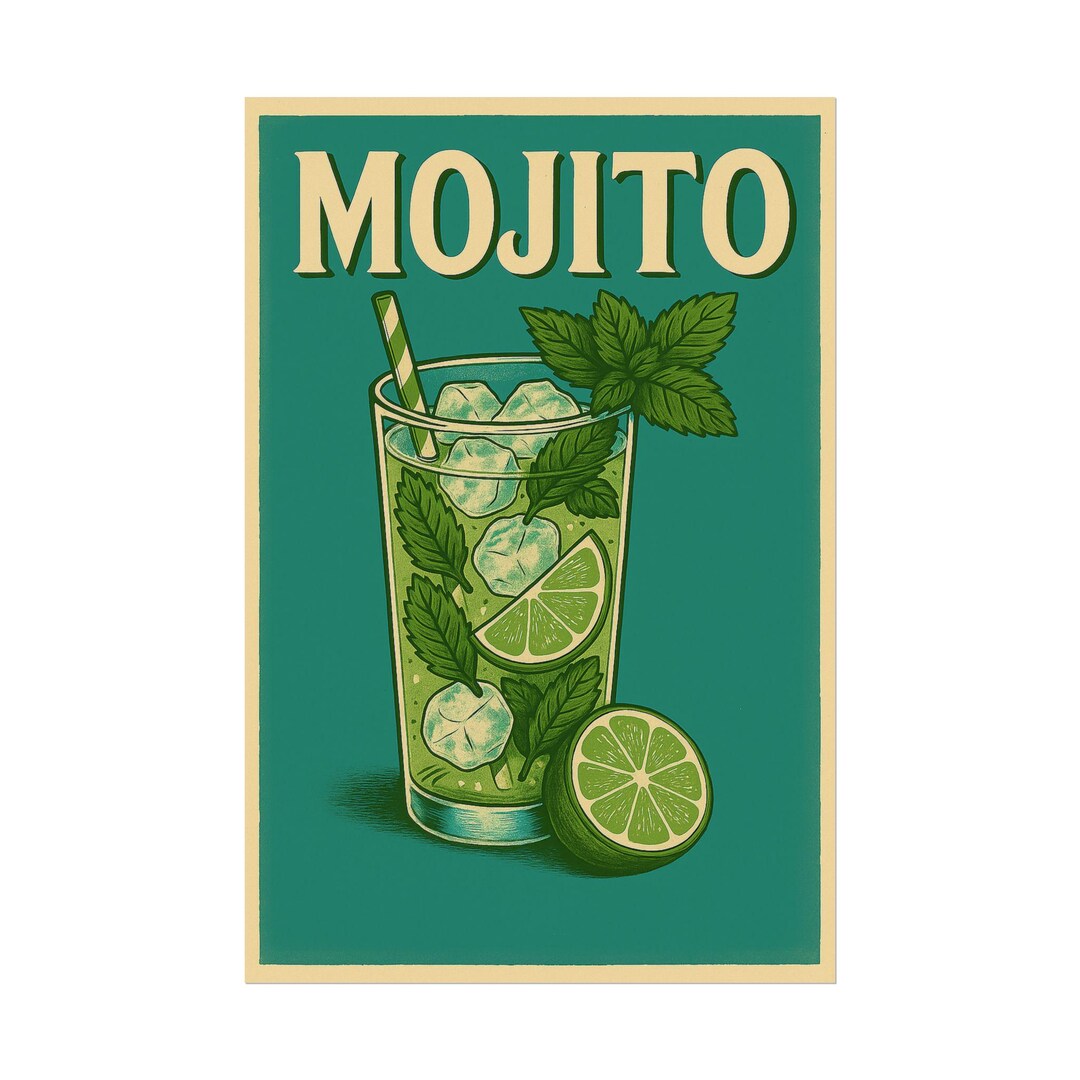 Mojito Cocktail Rolled Posters | Bar Decor, Drink Recipe Art - Etsy
