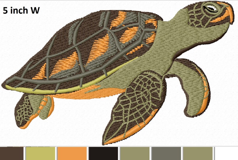 Green Sea Turtle Machine Embroidery Design, This is Not a Real Product ...