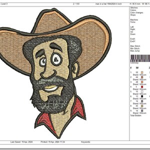 Man in a Hat Machine Embroidery Design, This is Not a Real Product ...