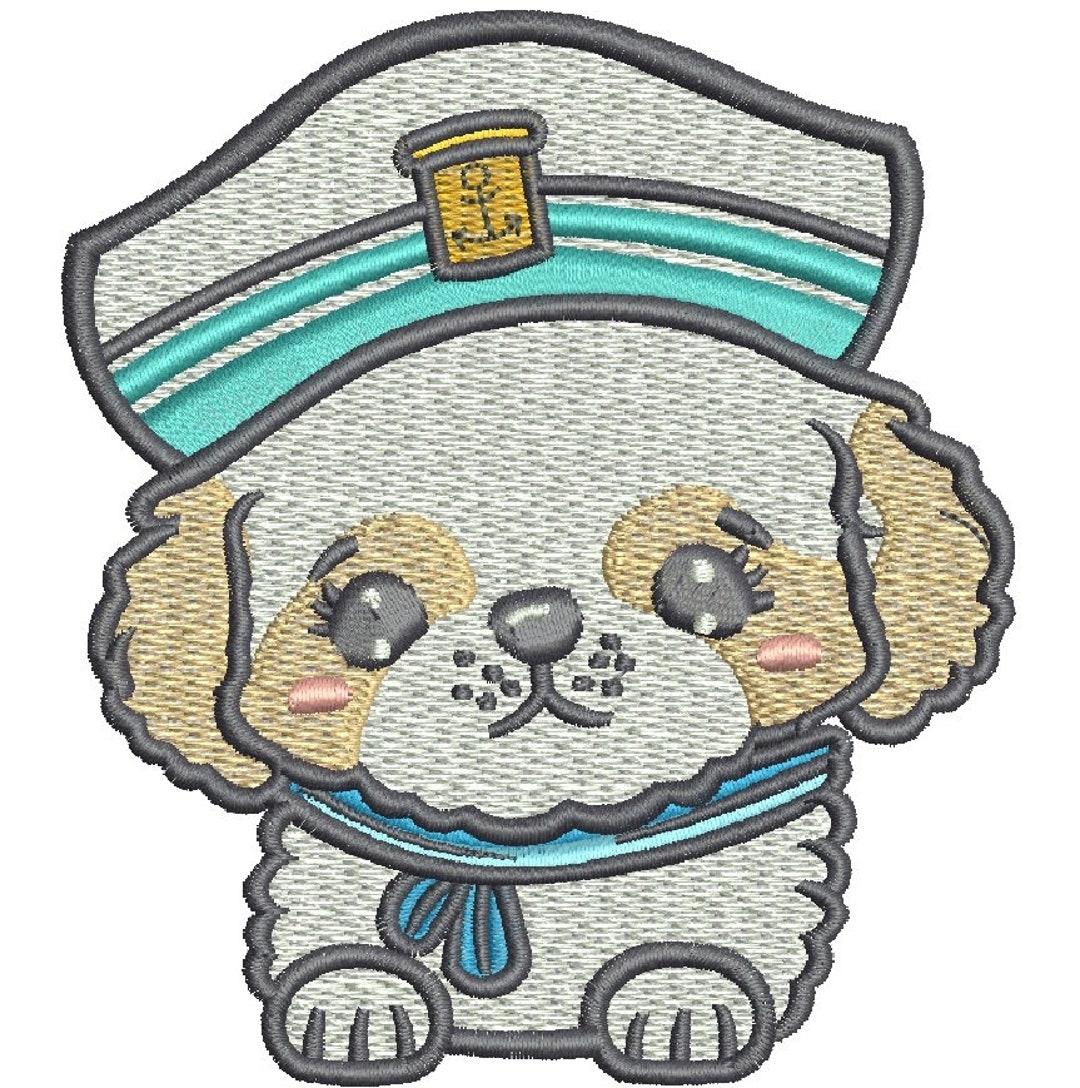 Dog in a Sea Cap Machine Embroidery Design, This is Not a Real Product ...