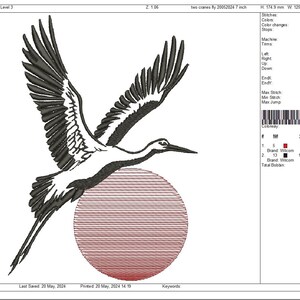 Crane Machine Embroidery Design, This is Not a Real Product, These Are ...