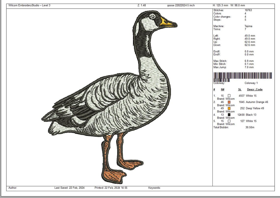 Goose Machine Embroidery Design, This is Not a Real Product, These Are ...