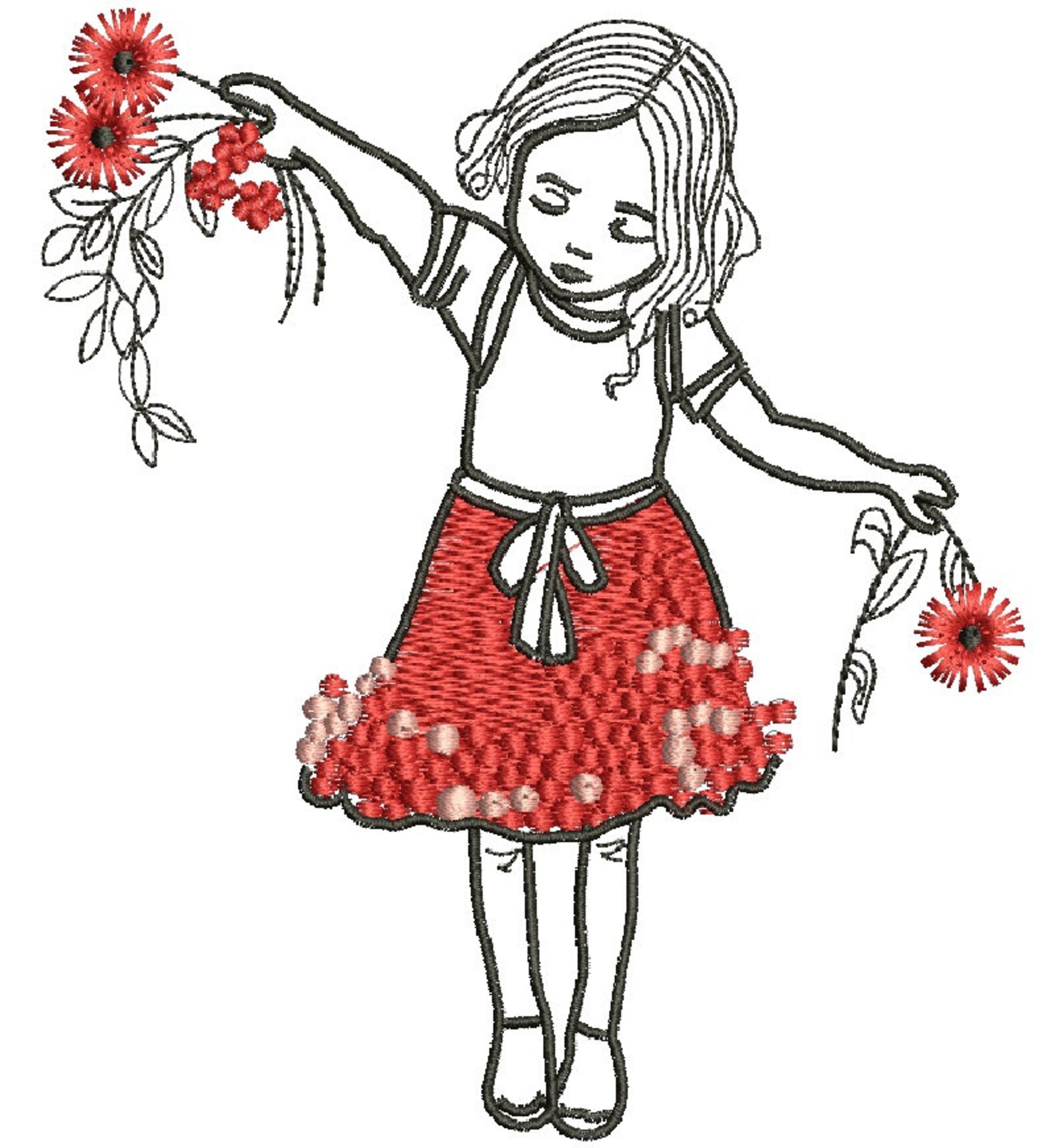 Girl With Flower Machine Embroidery Design, This is Not a Real Product ...