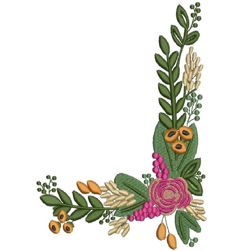 Flower Corner, Free Space for the Monogram, Name, Slogan Machine ...