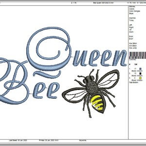 Bee Queen Machine Embroidery Design This is Not a Real Product - Etsy