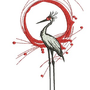 Red - Crowned Crane Machine Embroidery Design, This is Not a Real ...