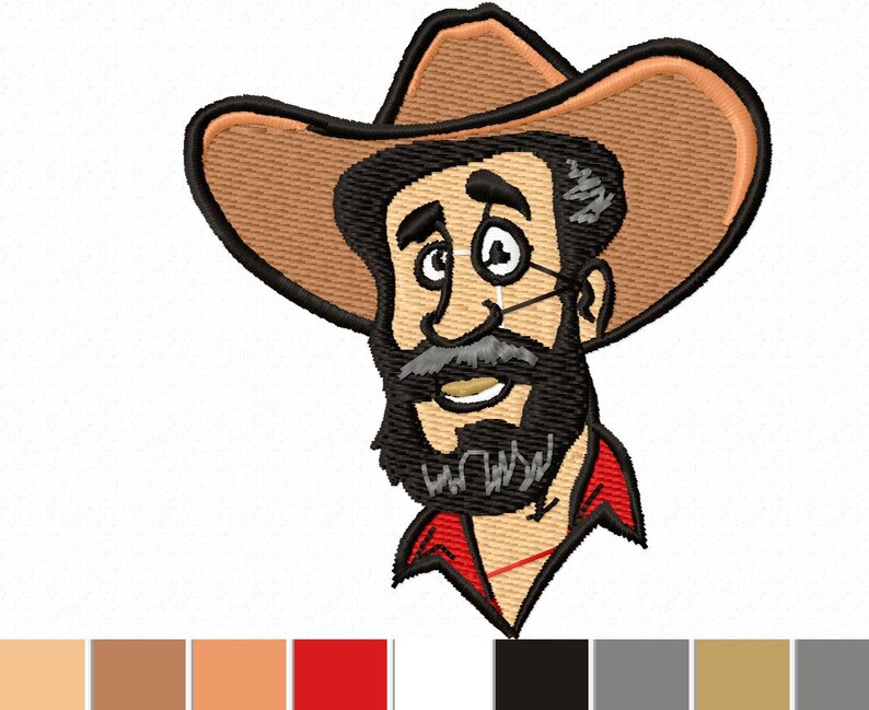Man in a Hat Machine Embroidery Design, This is Not a Real Product ...