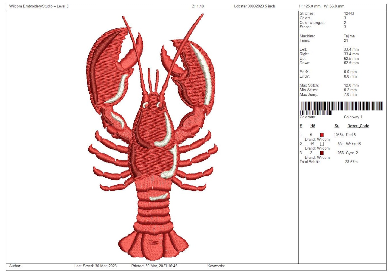 Lobster Machine Embroidery Design - Etsy
