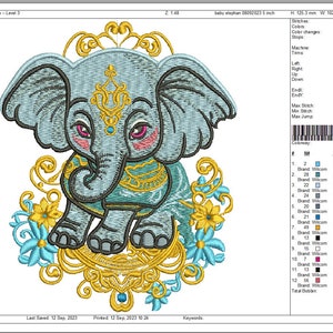 Baby Elephant Machine Embroidery Design, This is Not a Real Product ...