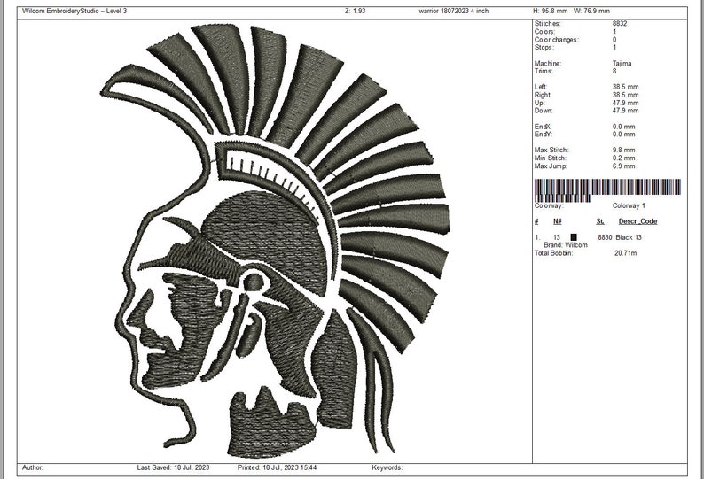 Antique Greek Roman Warrior Machine Embroidery Design, This is Not a ...
