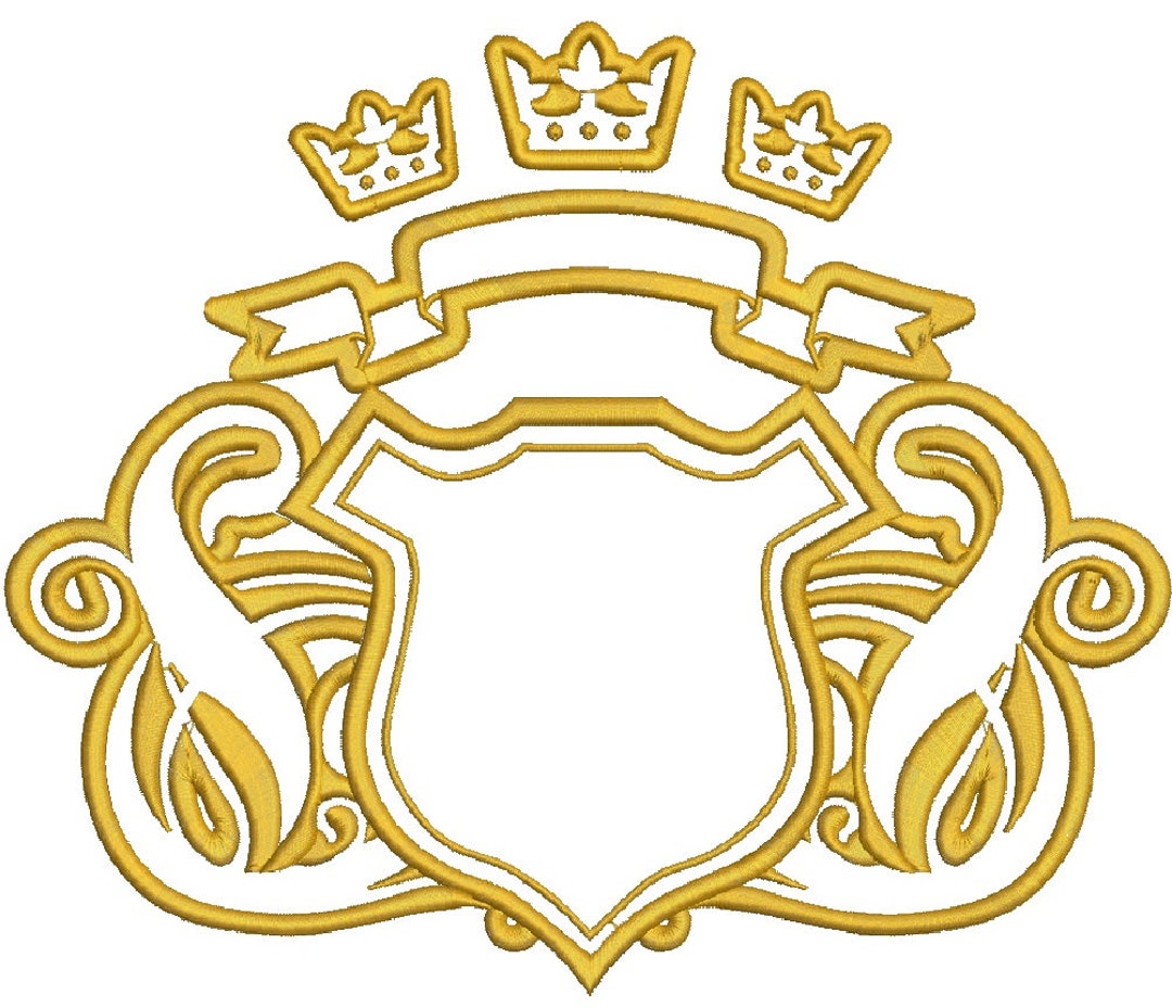 Three Crowns and Heraldic Crested Shield Machine Embroidery Design ...