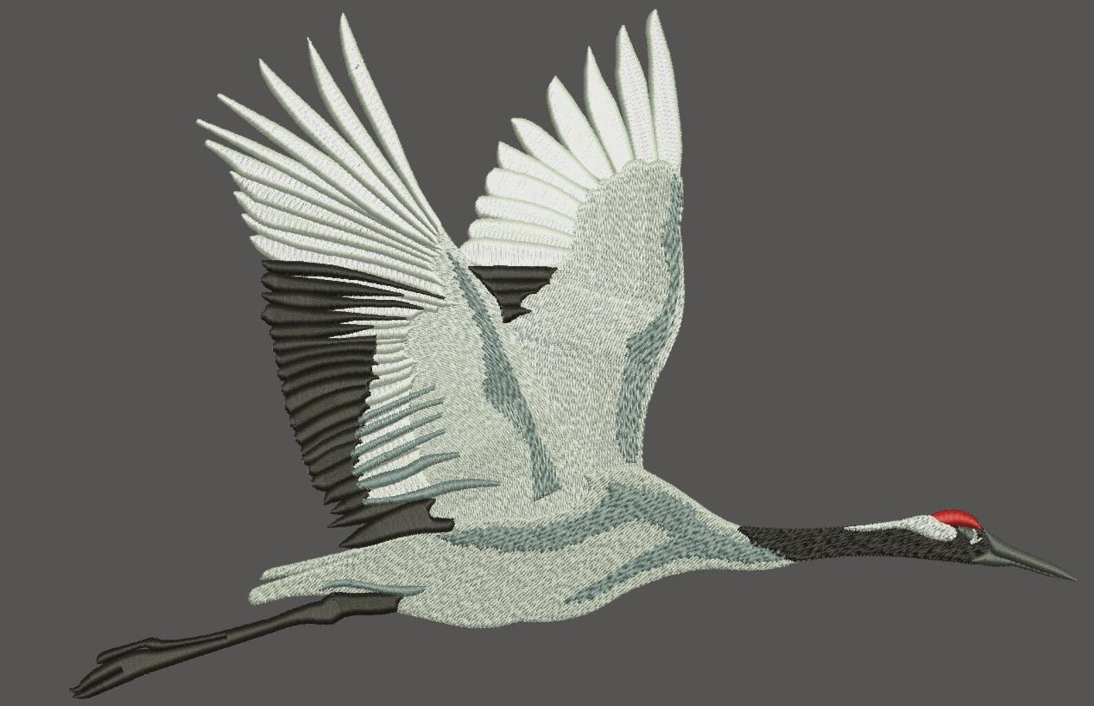 Flying Crane Machine Embroidery Design, This is Not a Real Product ...