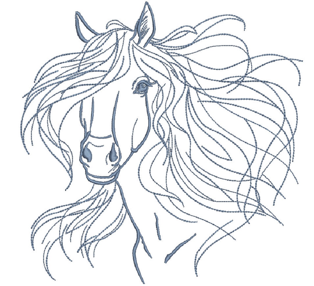 Horse's Head Machine Embroidery Design, This is Not a Real Product ...