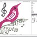 Red Bird and Notes Machine Embroidery Design, This is Not a Real ...