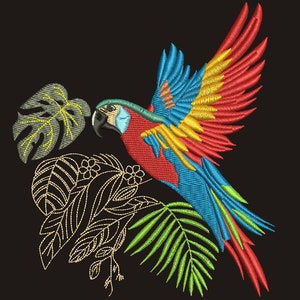 Tropical Parrot Machine Embroidery Design, This is Not a Real Product ...