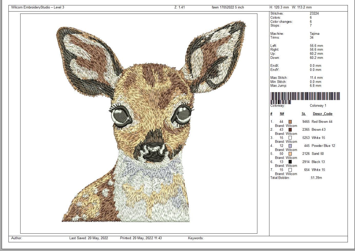 Fawn Deer Machine Embroidery Design, This is Not a Real Product, These ...