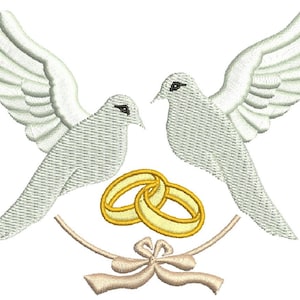 Two Pigeons and Wedding Rings Machine Embroidery Design, This is Not a ...