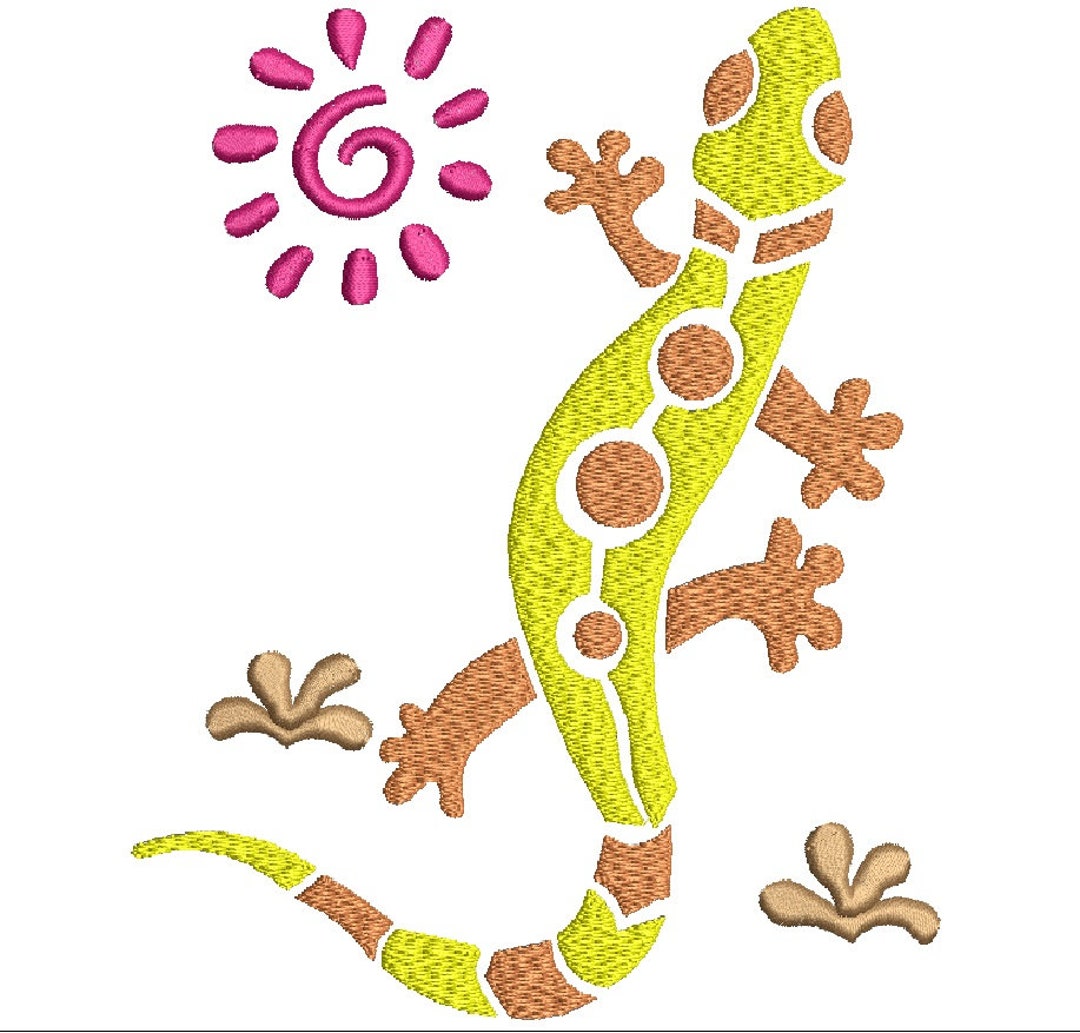 Yellow Lizard and Sun Salamander Design Machine Embroidery Design, This ...