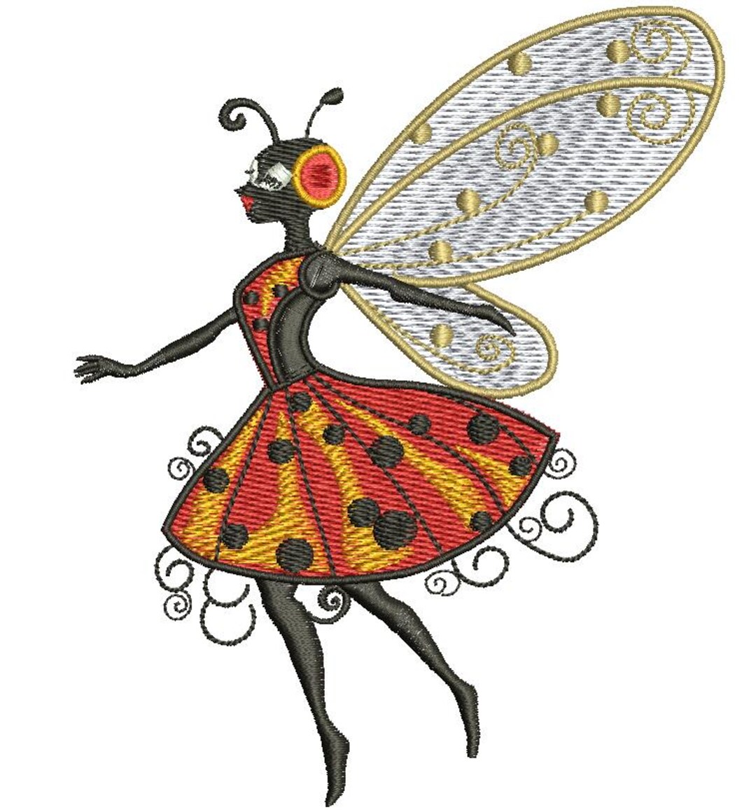 Fairy Ladybug Machine Embroidery Design, This is Not a Real Product ...