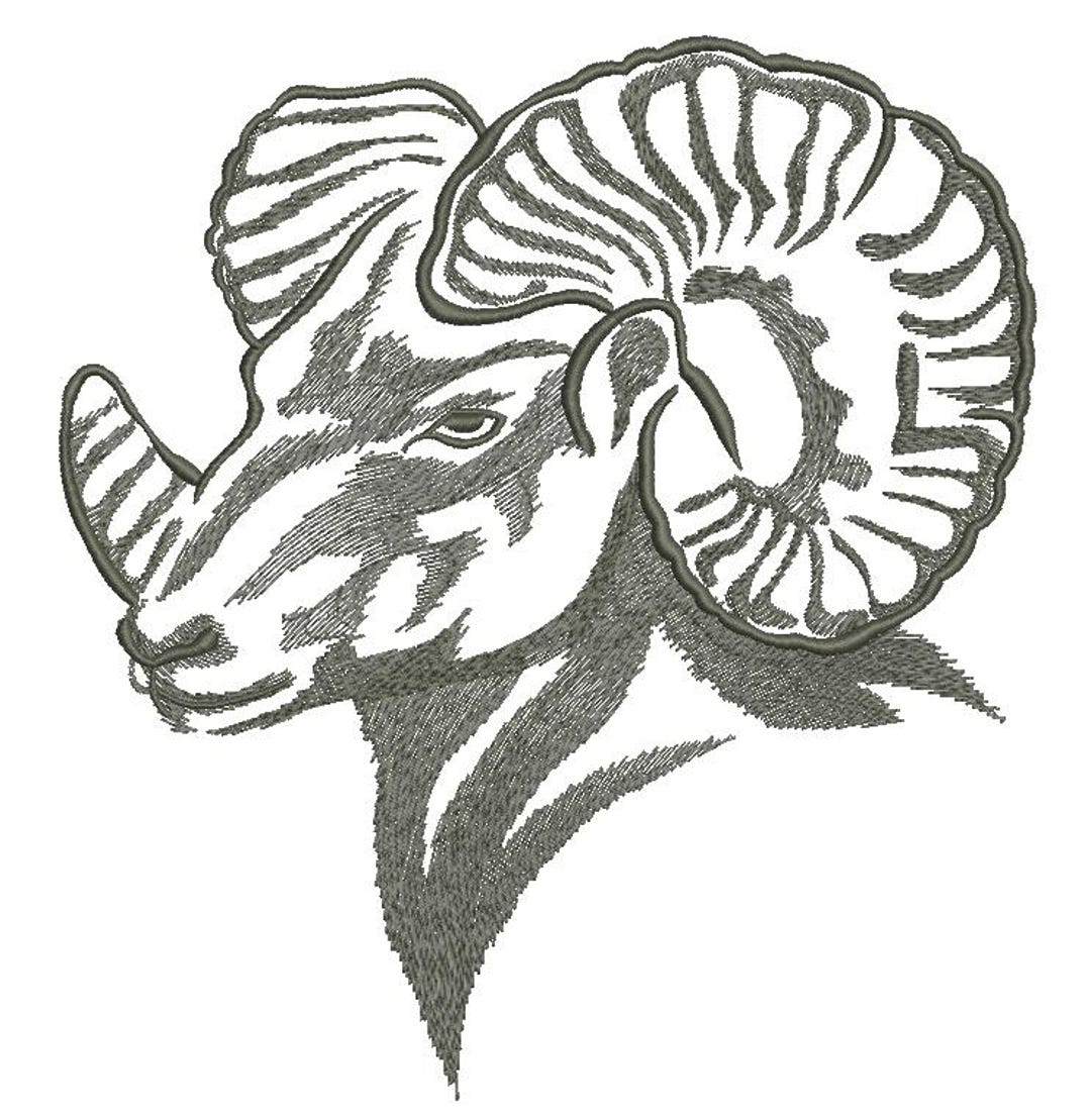 Realistic Ram Head Machine Embroidery Design - Etsy