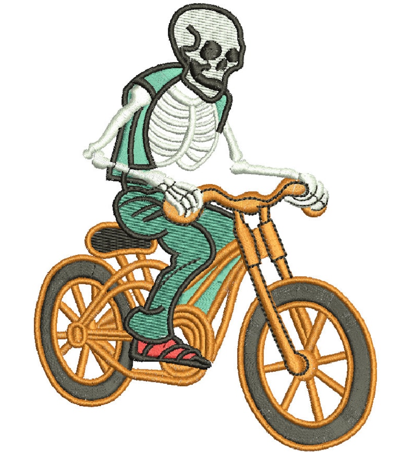 Skeleton Riding Bicycle Machine Embroidery Design This is Not - Etsy