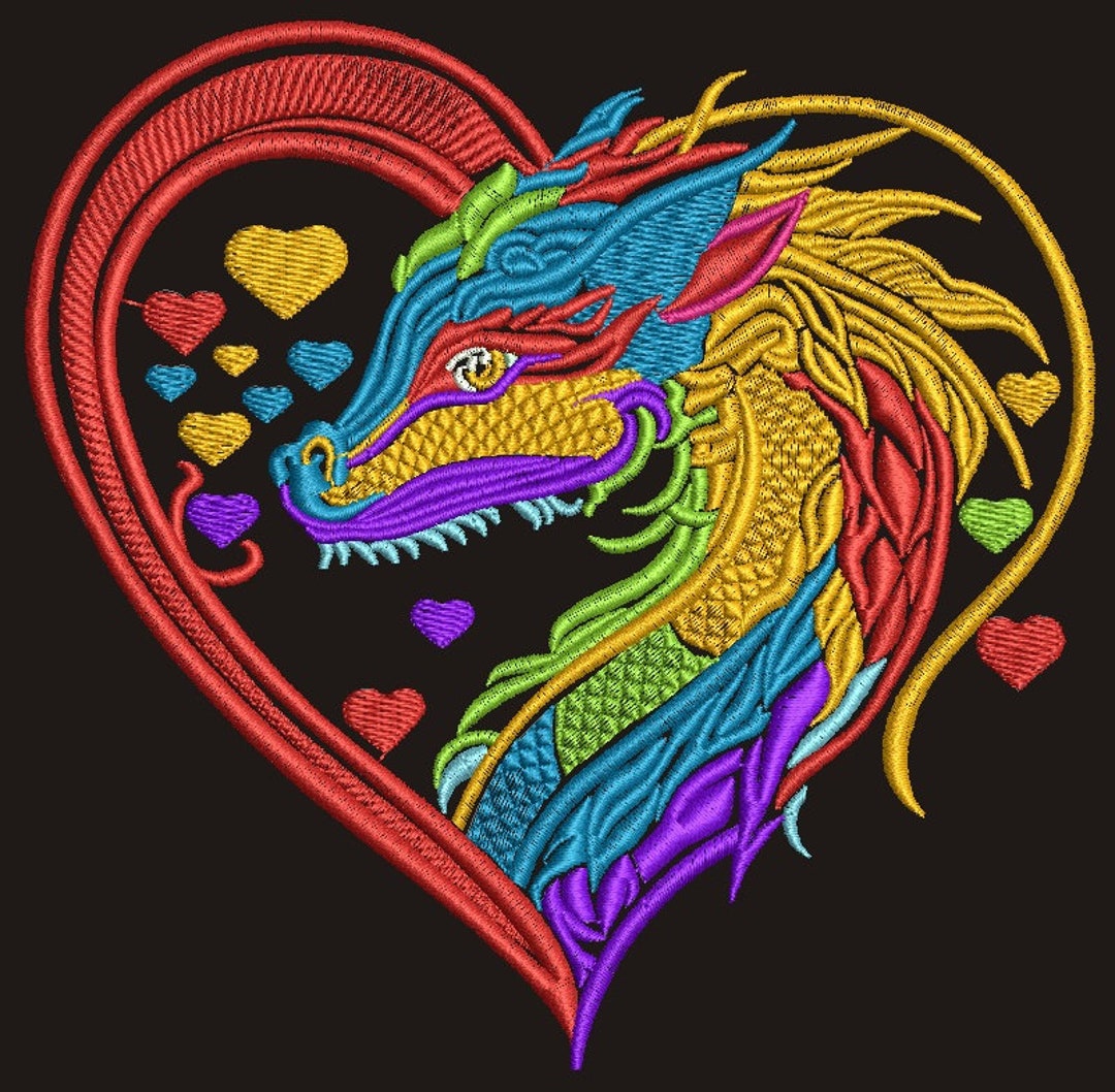 Rainbow Dragon Machine Embroidery Design, This is Not a Real Product ...