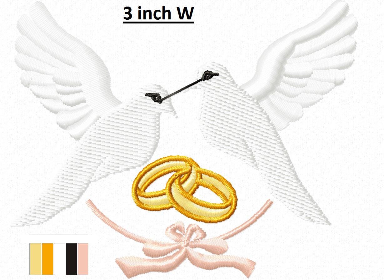 Two Pigeons and Wedding Rings Machine Embroidery Design, This is Not a ...