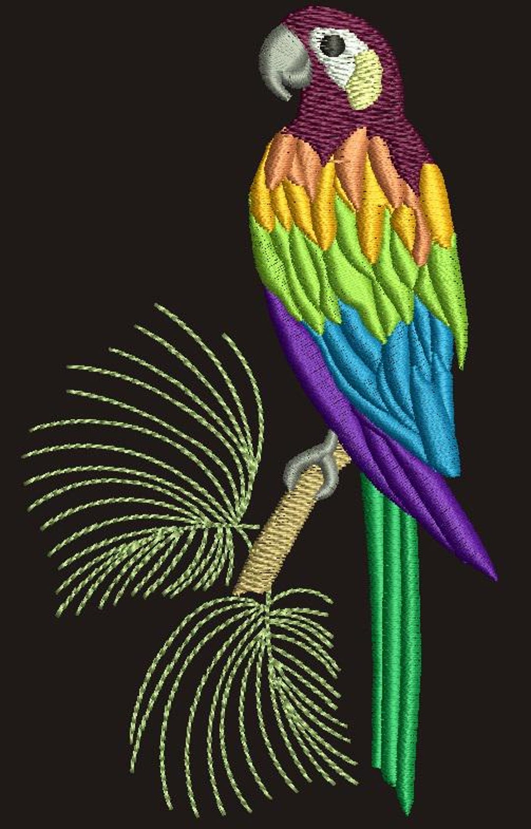 Tropical Parrot Machine Embroidery Design, This is Not a Real Product ...