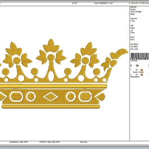 Crown Golden Machine Embroidery Design, This is Not a Real Product ...