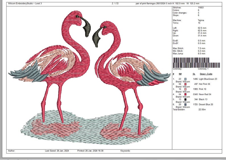 Flamingo Machine Embroidery Design, This is Not a Real Product, These ...