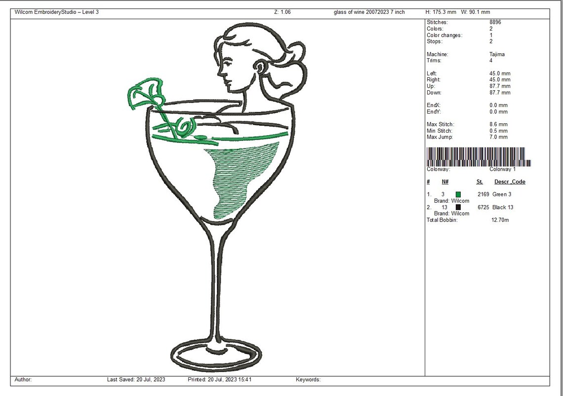 Woman in Martini Glass Embroidery Design (digital File) - Etsy