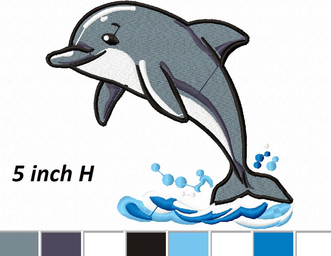 Little Cute Dolphin and Waves Machine Embroidery Design, This is Not a ...