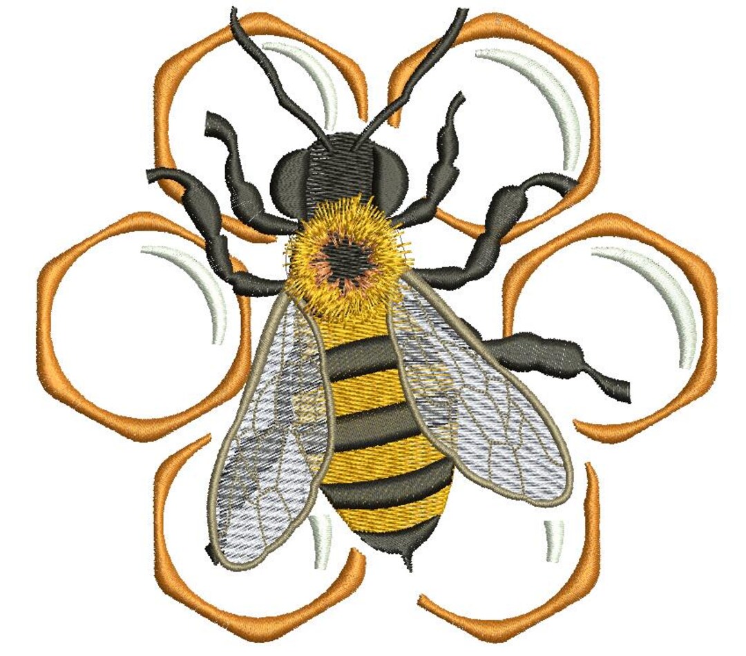 Bee Sitting on Honeycombs Machine Embroidery Design - This is Not a ...