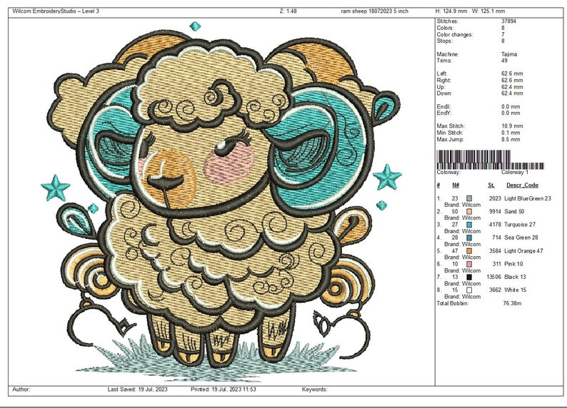 Ram Sheep Machine Embroidery Design This is Not a Real - Etsy