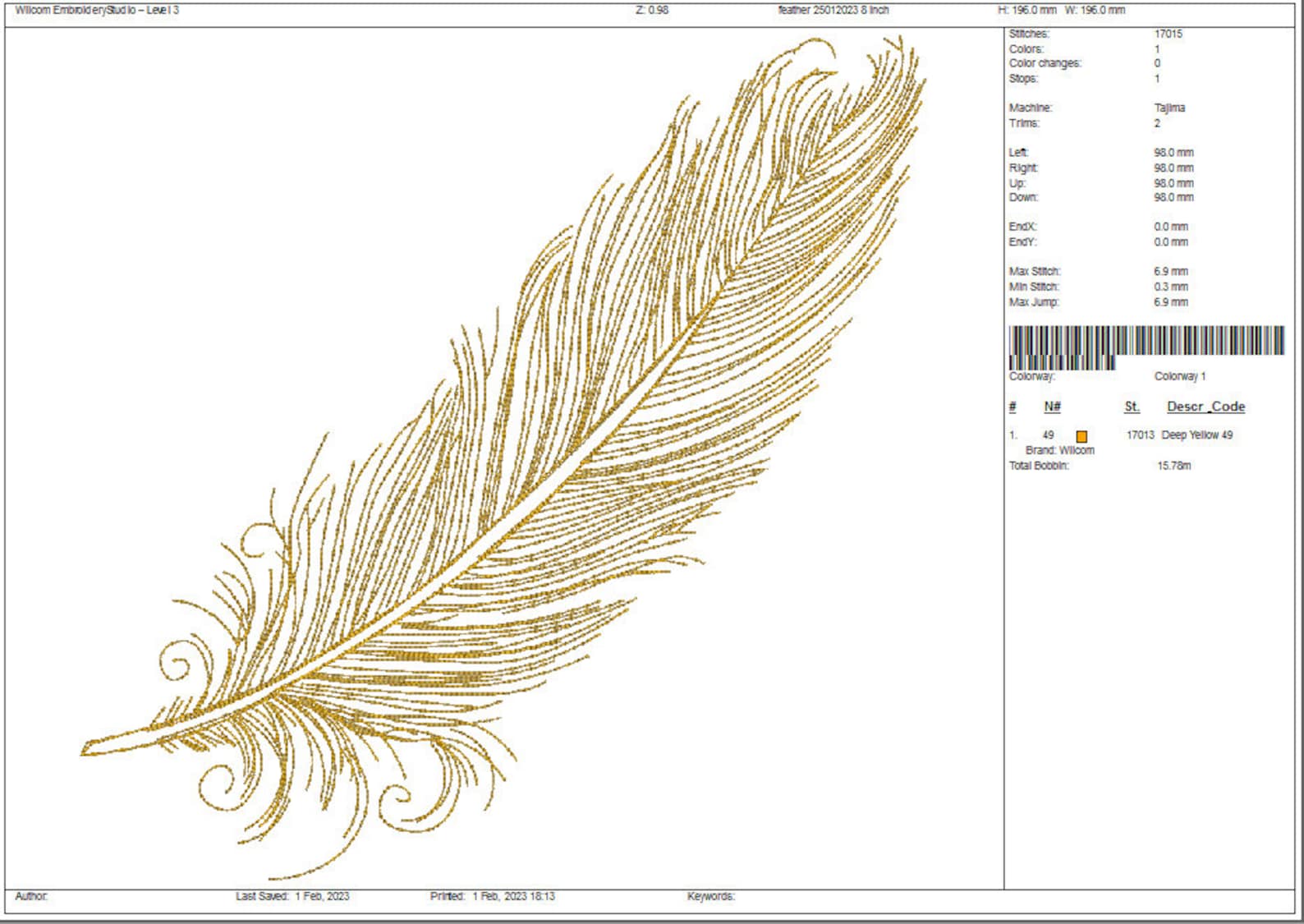 Feather Machine Embroidery Design, This is Not a Real Product, These ...