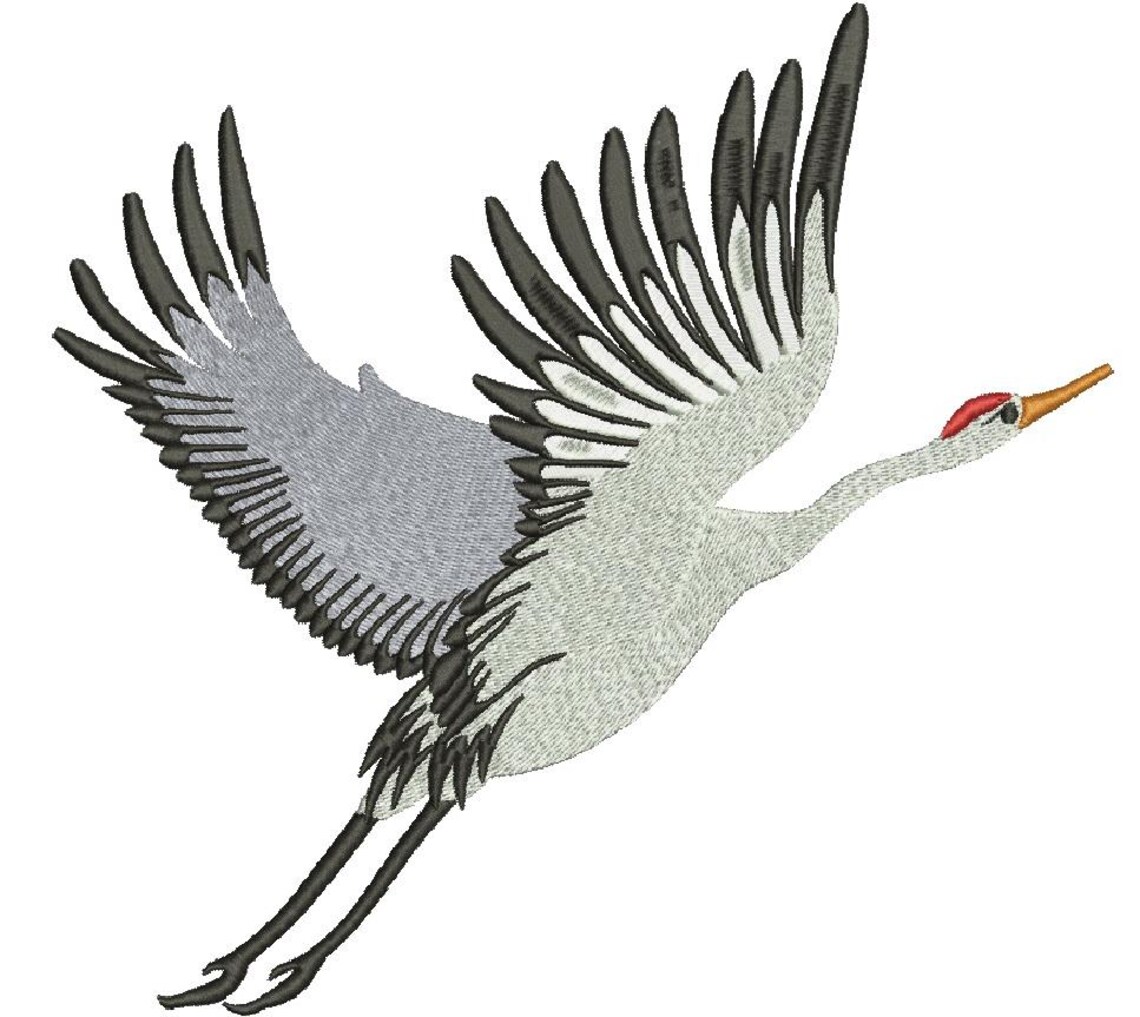 Flying Crane Machine Embroidery Design, This is Not a Real Product ...