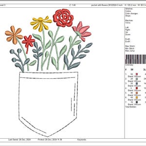Wildflower Bouquet Pocket Machine Embroidery Design, This is Not a Real ...