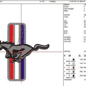 Mustang Machine Embroidery Design, This is Not a Real Product, These ...