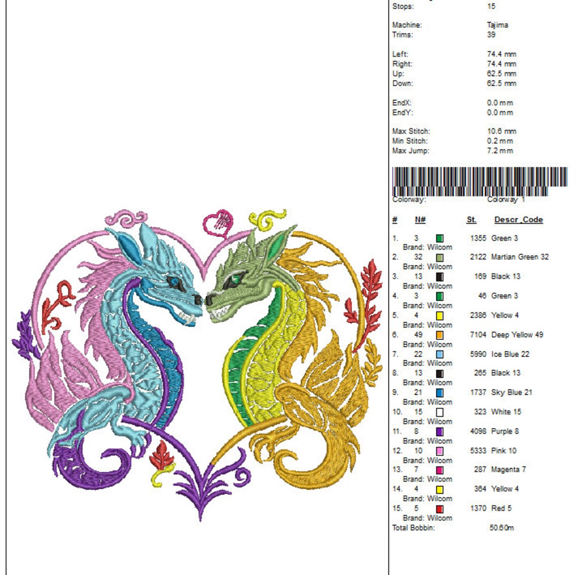 Pair of Dragons Machine Embroidery Design, This is Not a Real Product ...