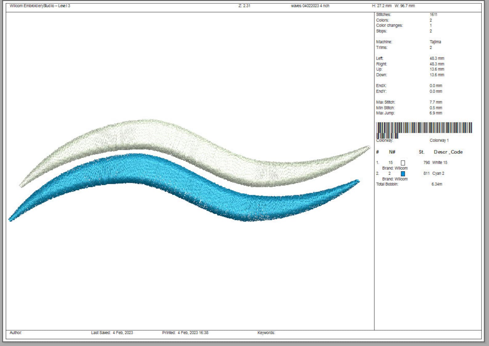 White and Blue Waves Machine Embroidery Design, This is Not a Real ...