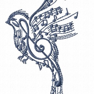 Bird Treble Clef and Notes Machine Embroidery Design, This is Not a ...