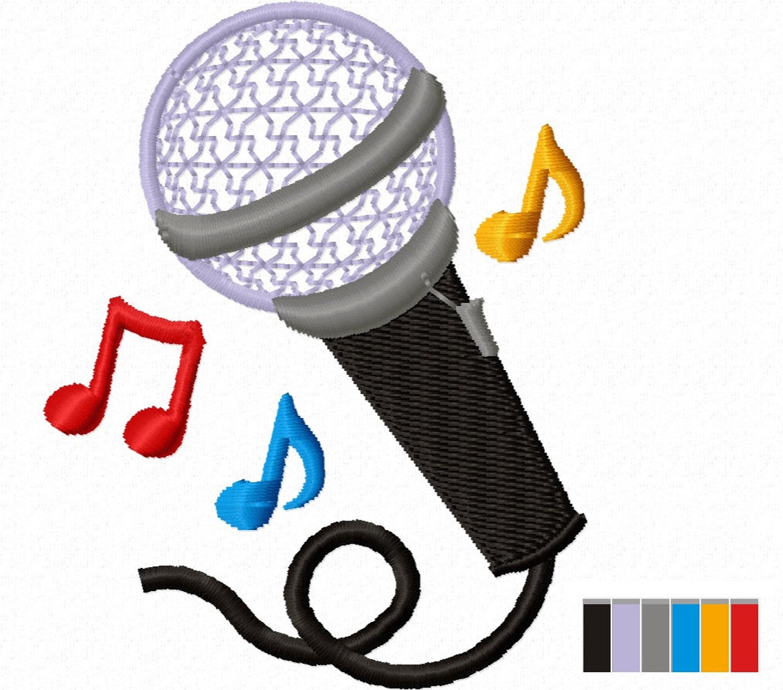 Microphone and Notes Embroidery Design (digital Files) - Etsy