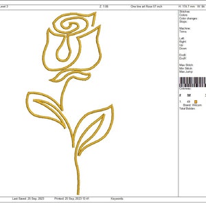 One Line Art Rose Machine Embroidery Designs - Etsy