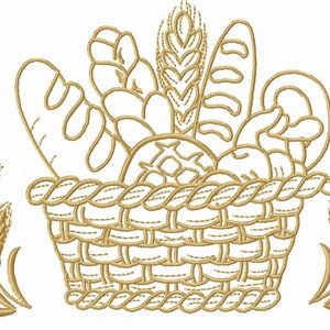 Basket of Bread and Spikelets Bread and Wheat Machine Embroidery Design ...