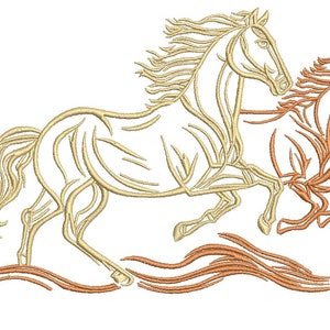 Galloping Horses Pair of Running Mustangs Horses Machine Embroidery ...