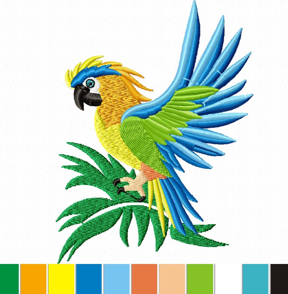 Tropical Parrot Machine Embroidery Design This is Not a Real - Etsy