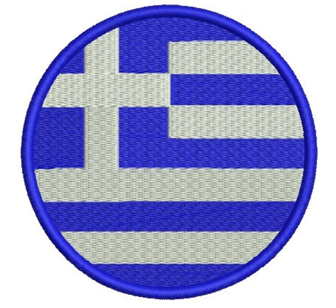 Greek Flag Round Patch Machine Embroidery Design, This is Not a Real Product, These Are Digital ...