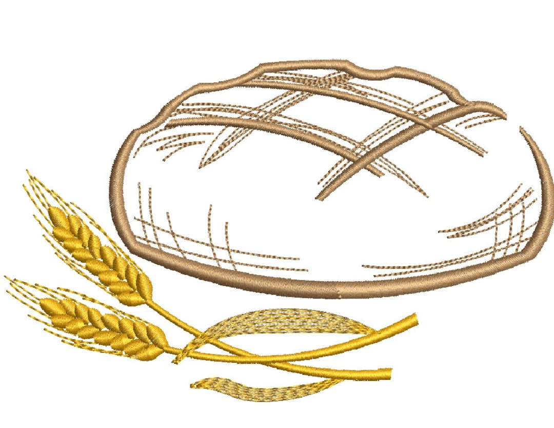 Round Bread and Wheat Machine Embroidery Design, This is Not a Real ...
