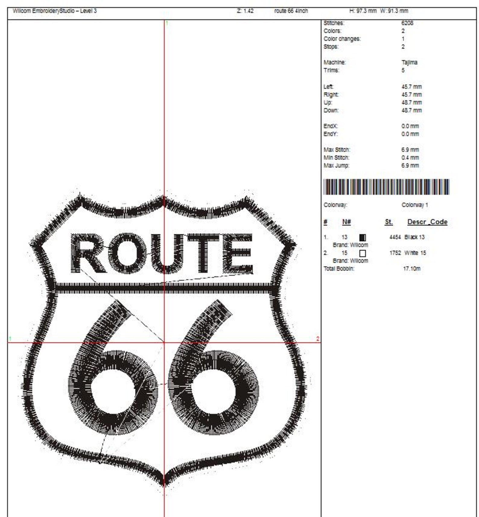 Route 66 Machine Embroidery Design, This is Not a Real Product, These ...