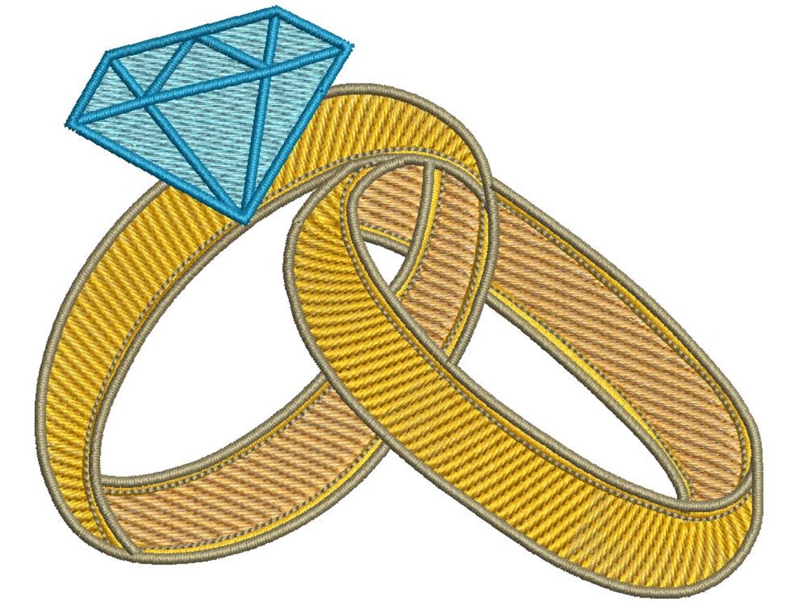 Two Rings , Wedding Rings Machine Embroidery Design, This is Not a Real ...